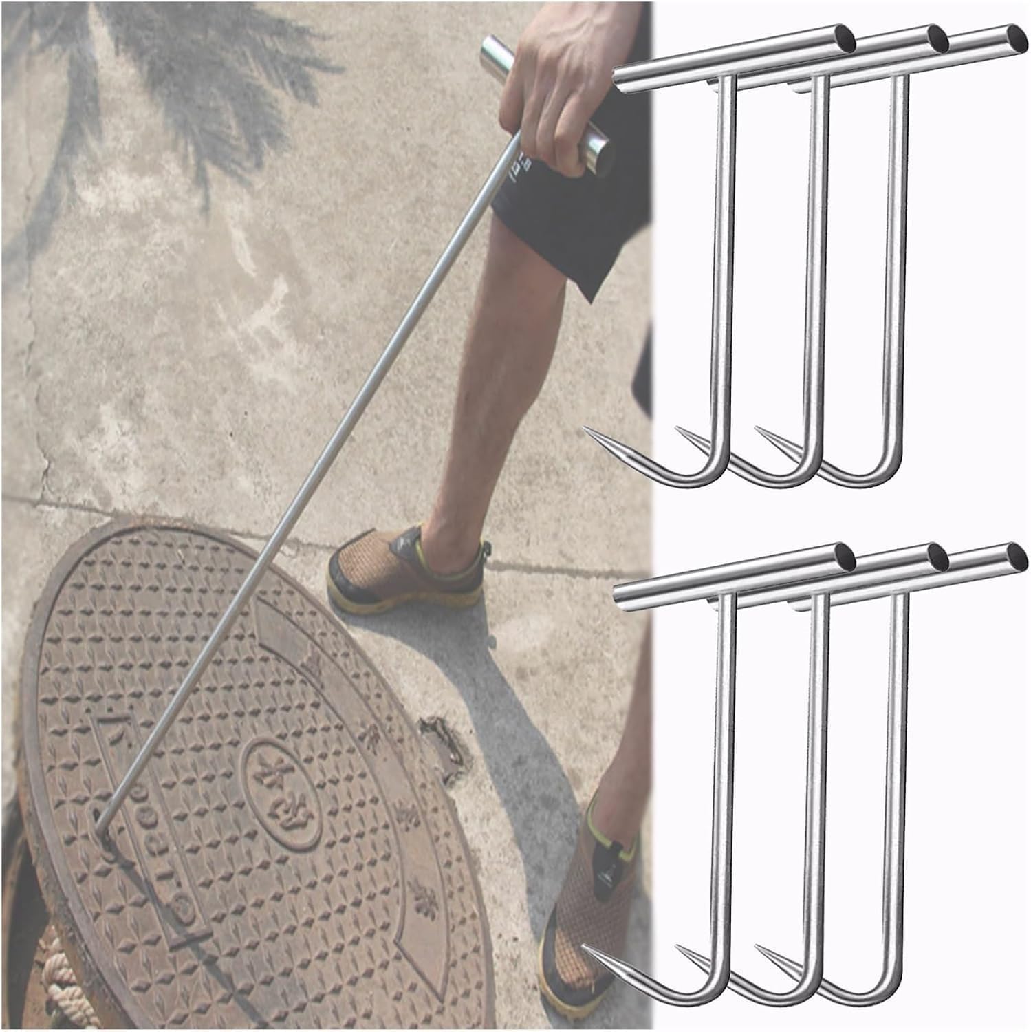 Amazon.com: 20 24 28 32 35 40 in Long Manhole Hook for Trampoline Pull ...