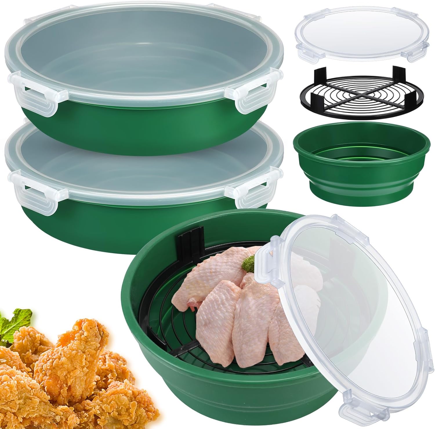 Amazon.com: Tioncy 2 Pack Collapsible Batter Bowl Mess Free Breading ...