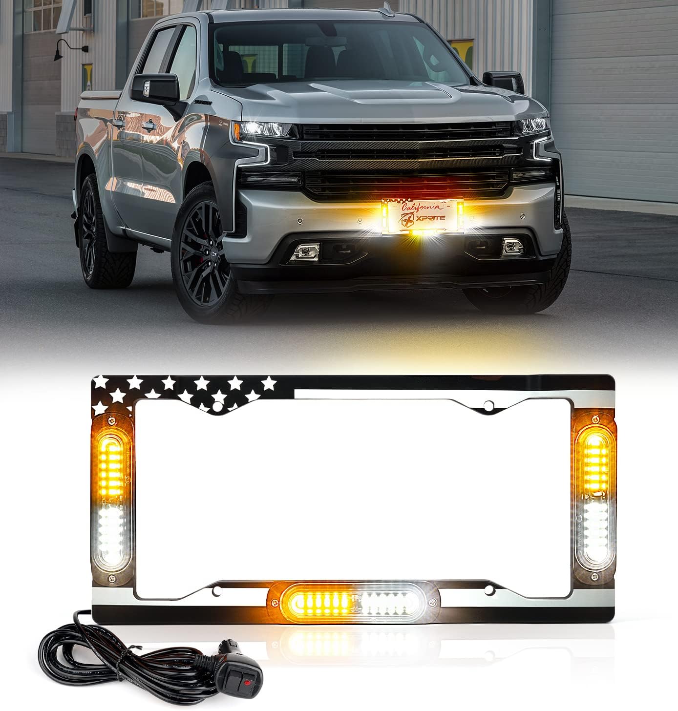 Amazon.com: Xprite 36 LED License Plate Strobe Light, US Flag Front ...