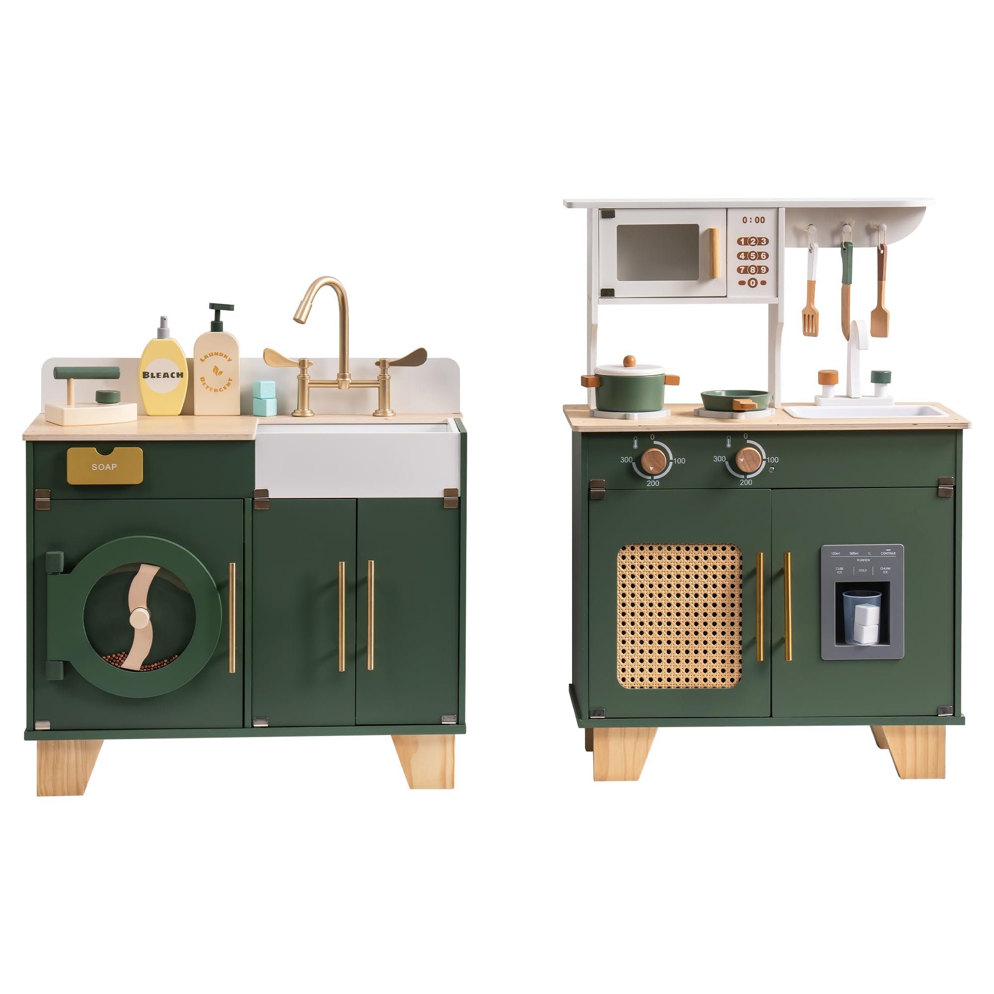 Amazon.com: ROBOTIME Play Kitchen/Wooden Toy Washing Machine, Wooden ...