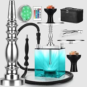 REAMIC Shisha Water Pipe Set,Portable Micro Modern Cube Acrylic Hookah ...