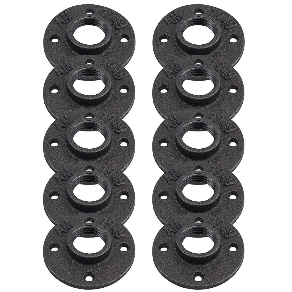 Buy ORIGA 10 Pack 1/2" Cast Iron Floor Flange, Black Pipe Decor Flange ...