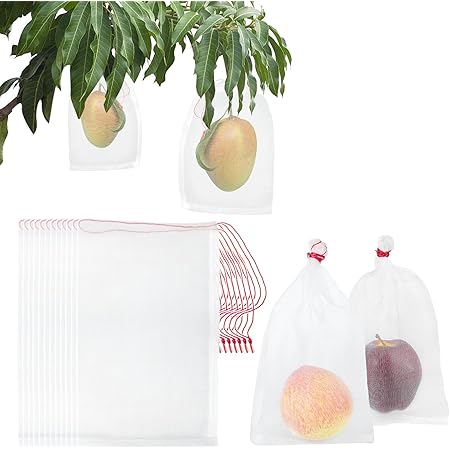 Amazon.com : Kikhope 50 Pcs Fruit Protection Bags, 10"x6" Fruit Netting ...