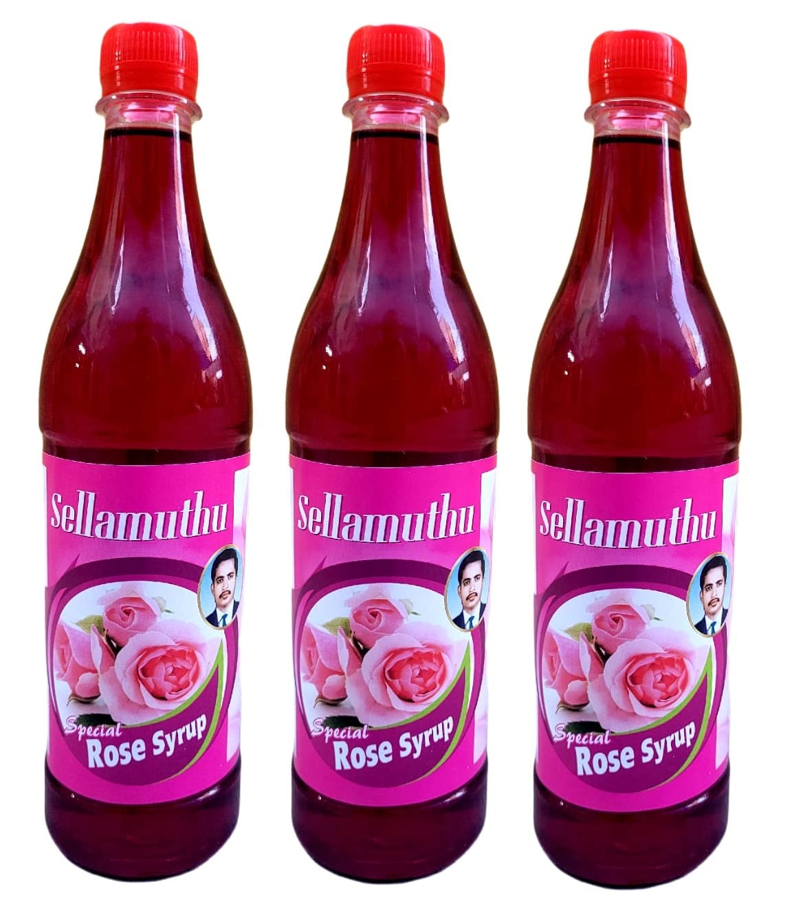 Sellamuthu Rose Sarbath/Gulkand Syrup (Mix with Milk) (Pack of 3, 700ml ...