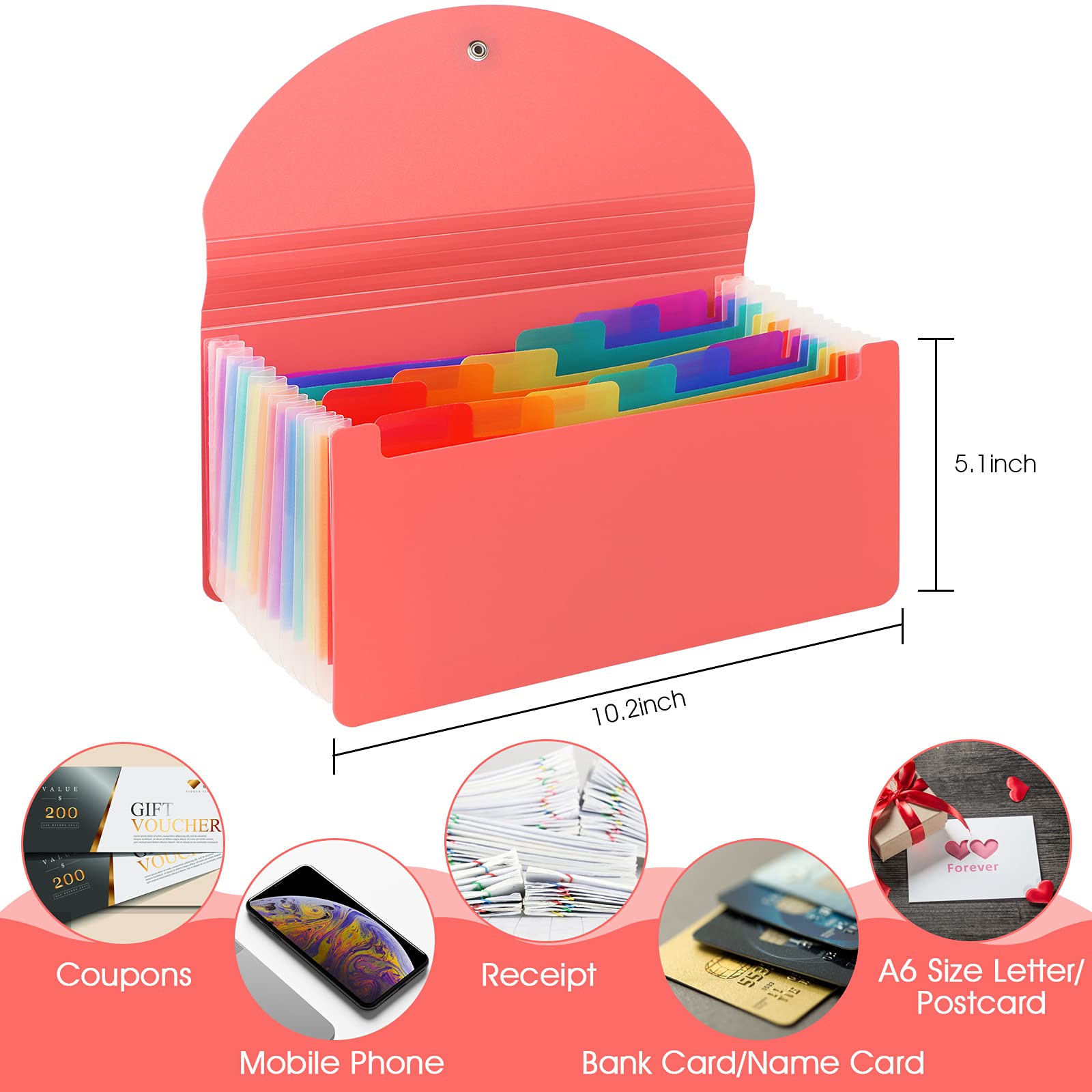 Portable Coupon Organizer Small Accordion File Organizer - 13 Pocket A6 ...