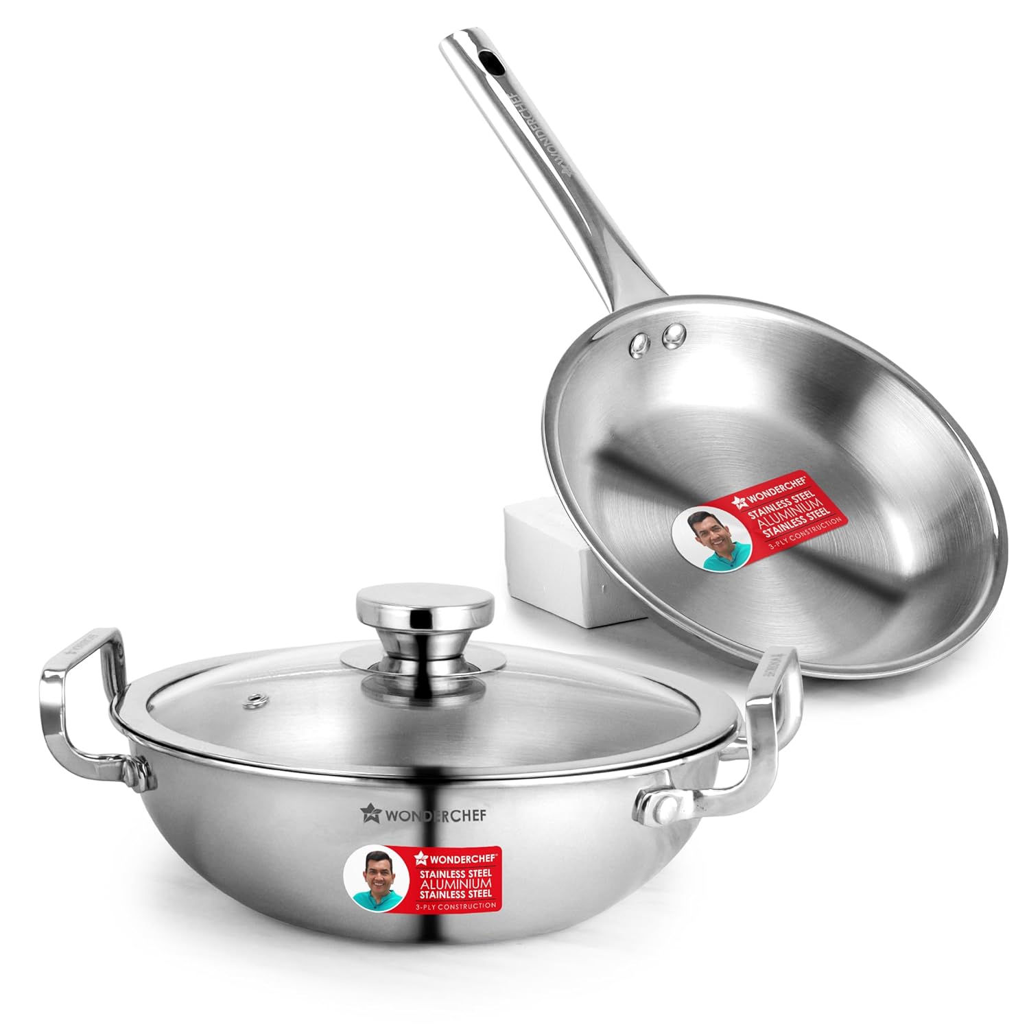 Buy Wonderchef Stella Triply Stainless Steel Cookware Set | 3 Pcs ...