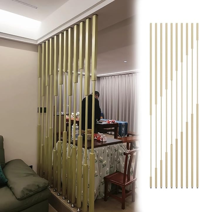 Gold Adjustable Floor-to-Ceiling Room Divider - Modern Metal Slats ...