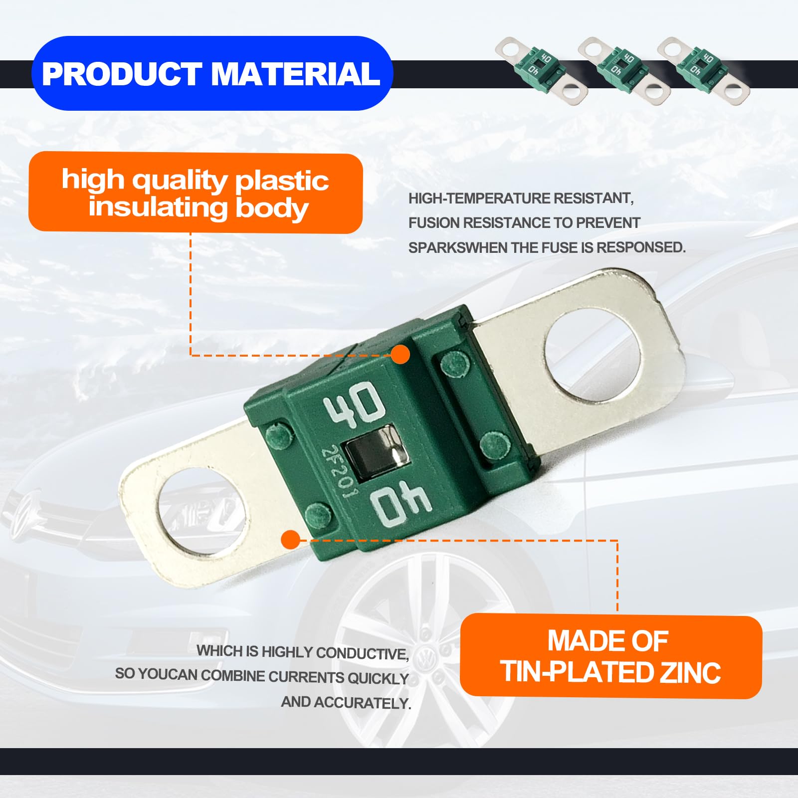 Snapklik.com : 3PCS AMI/Midi Fuse, High Current 40A, For Cars, Buses ...