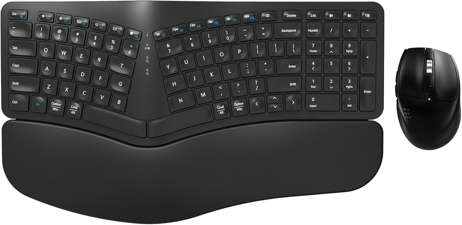 Amazon.com: Ergonomic Wireless Keyboard Mouse Combo, EDJO Bluetooth/2 ...