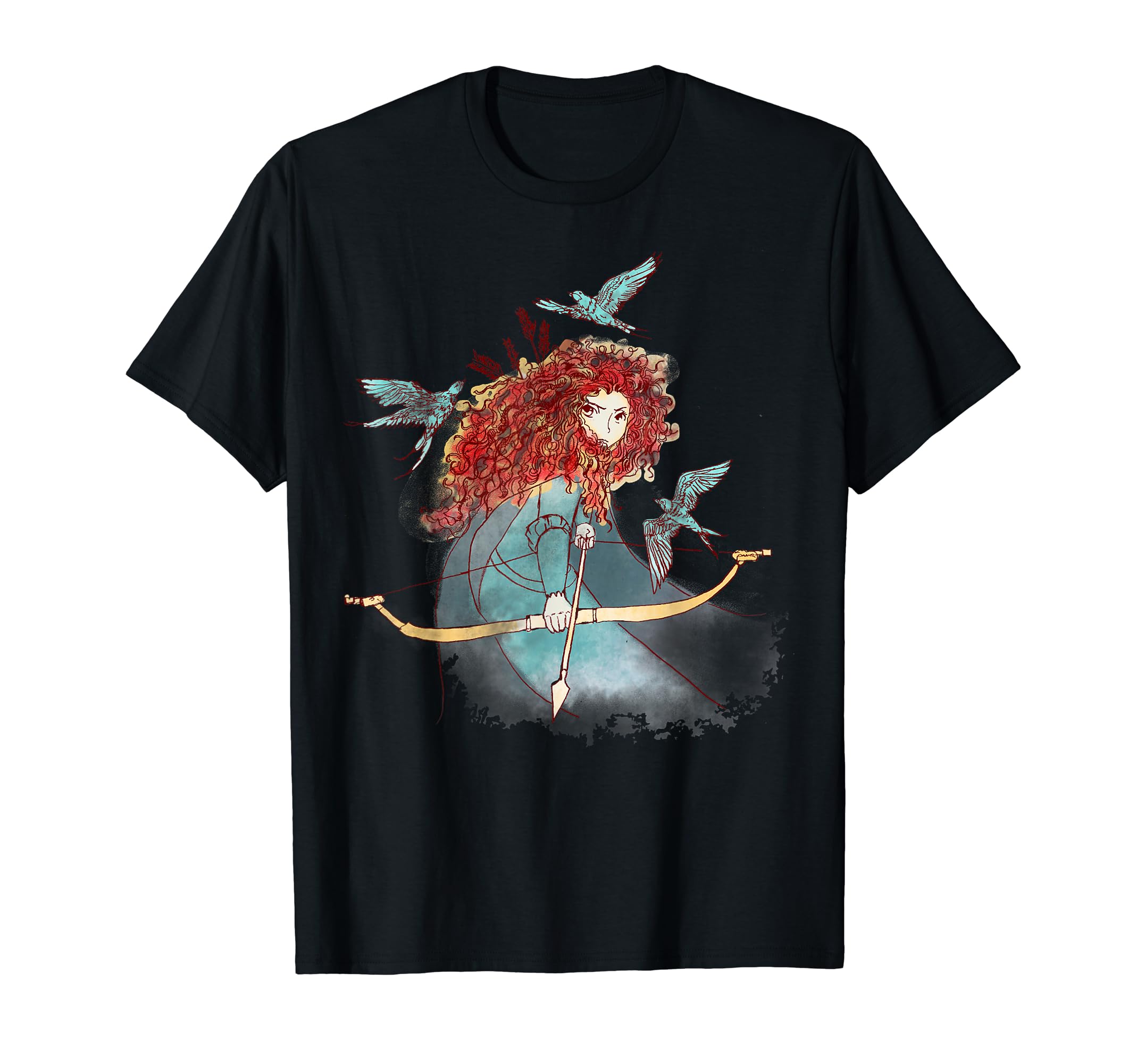 Amazon.com: Disney Brave Merida Watercolor Sketch Portrait T-Shirt ...