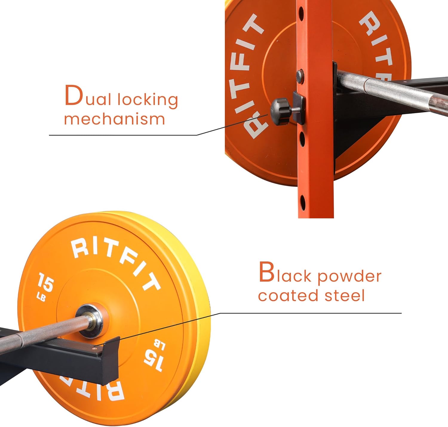 RitFit Spotter Arms Power Cage Attachment, Squat Rack Safety Bars for ...