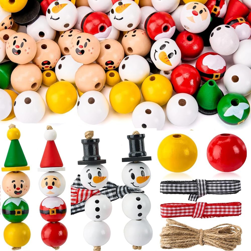 30 Hanging Ornaments of Snowman Santa & Elf for Christmas Craft Wooden ...