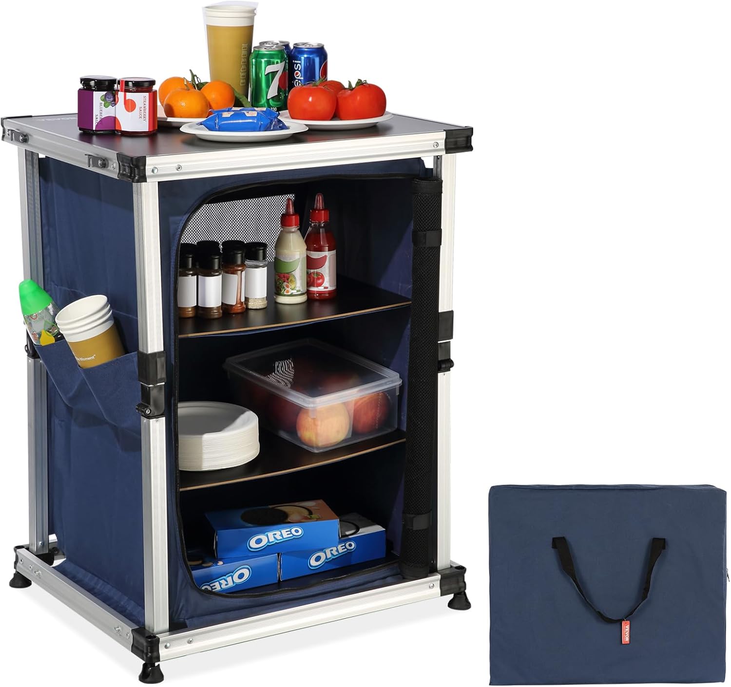 Amazon.com: VEVOR Camping Kitchen Table, Lightweight Portable Folding ...