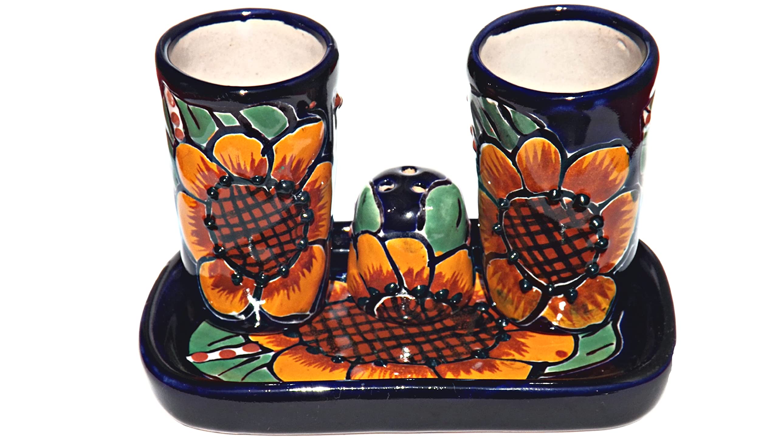Buy MEXTEQUIL - Authentic Mexican Talavera Tequila Glasses, Salt Shaker ...