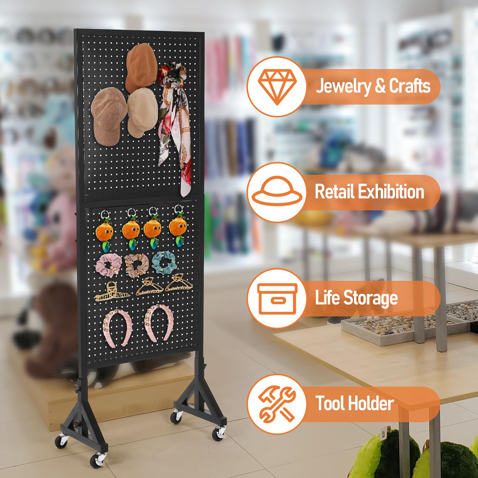 Snapklik.com : Uyoyous Pegboard Display Metal Pegboard Panels Rolling Pegboard Display 23.62" X ...