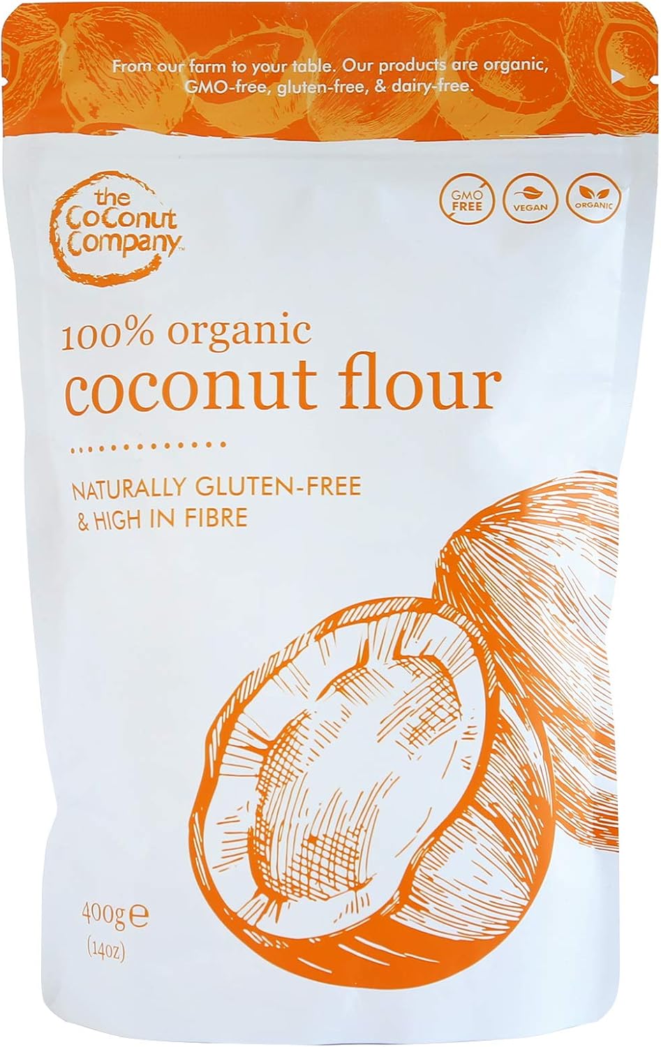 Organic Coconut Flour 400g, Vegan, Raw, Naturally Gluten-Free, High in ...