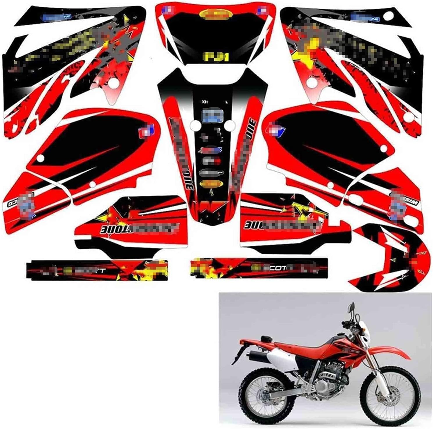 Amazon | Zhbqcmou オートバイステッカーデカール背景グラフィックキットHonda XR250R XR250 2003-2005 ...