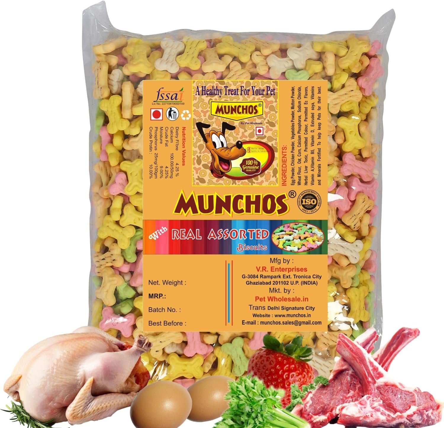 Buy MUNCHOS Assorted Flavor Freshly Baked Cookies for Puppies, 1 kg ...