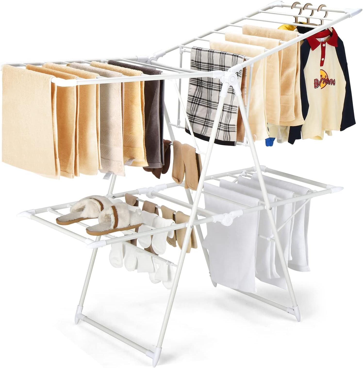Amazon.com: COSTWAY Clothes Drying Rack, 2-Tier Folding Dryer Racks w ...