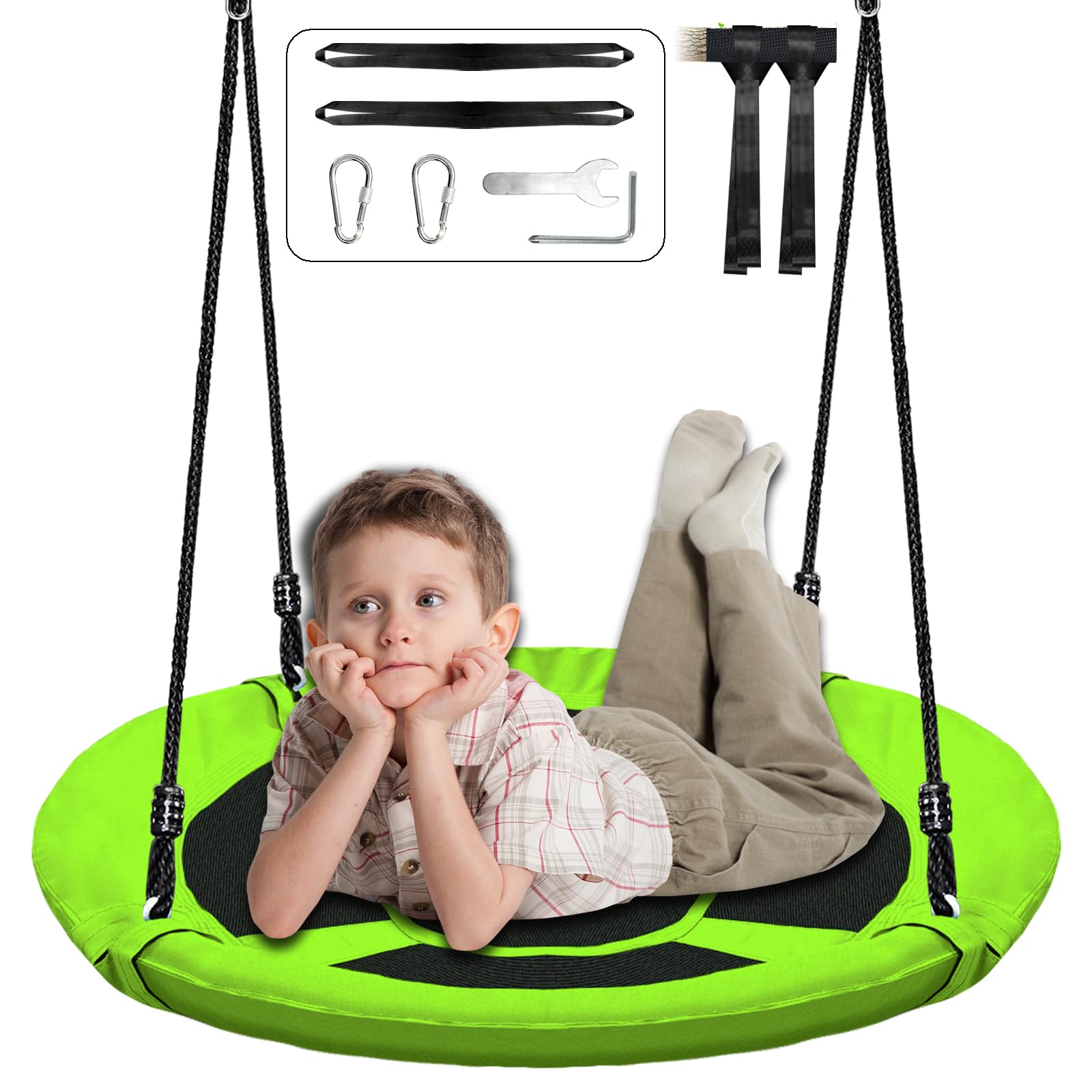Snapklik.com : 40 Inch Green/Blue Saucer Tree Swing Set For Kids Adults ...