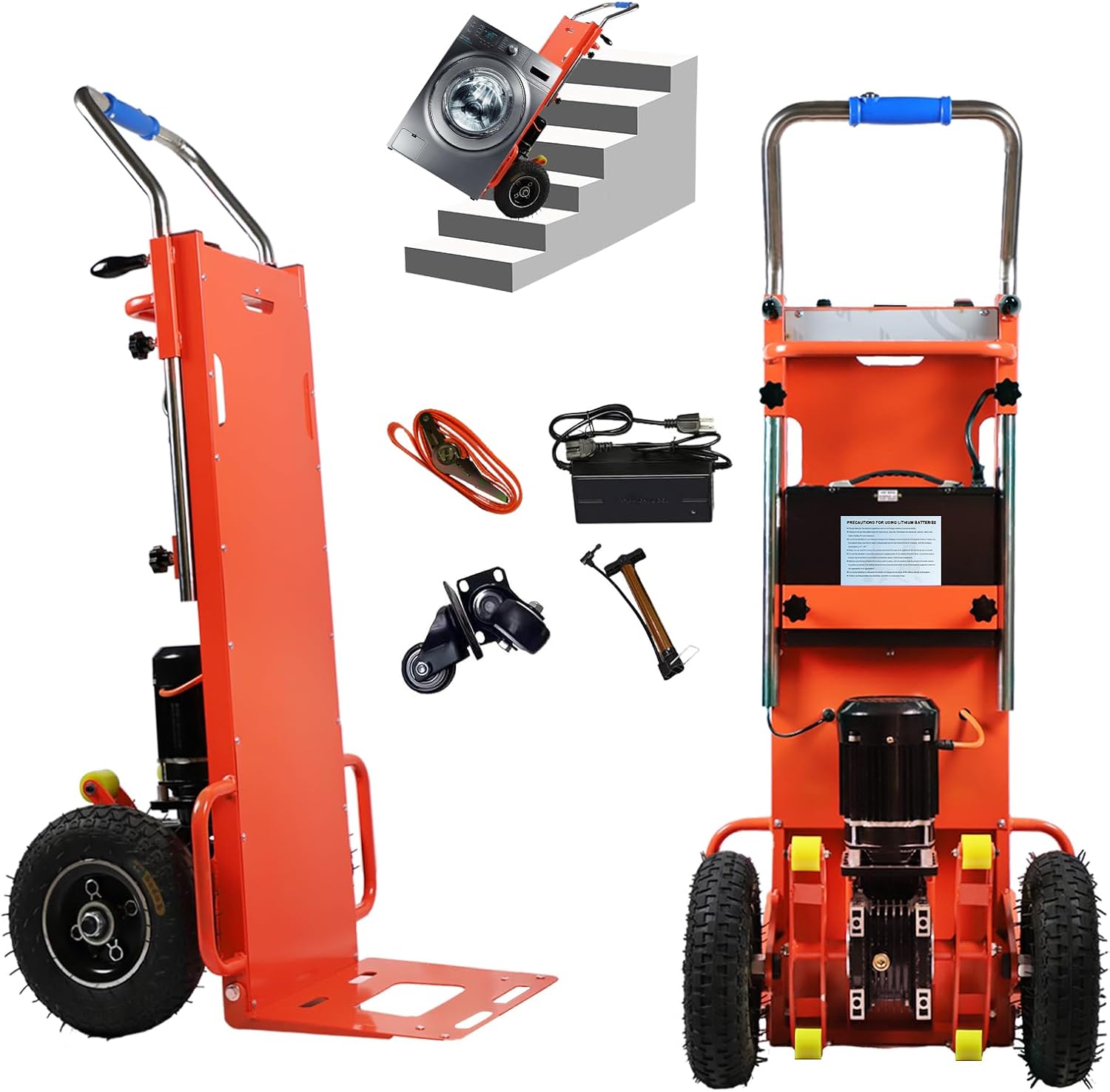 Electric Stair Climbing Dolly, Heavy Duty Cart 880lbs Capacity 1200W Motorized Hand Truck with ...