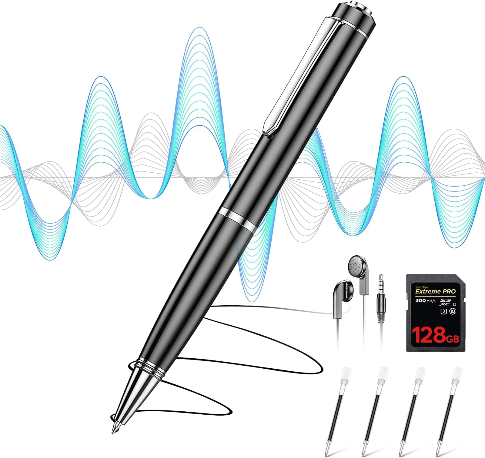 128GB Digital Voice Recorder - 9600 Hours Voice Activated Recorder with ...