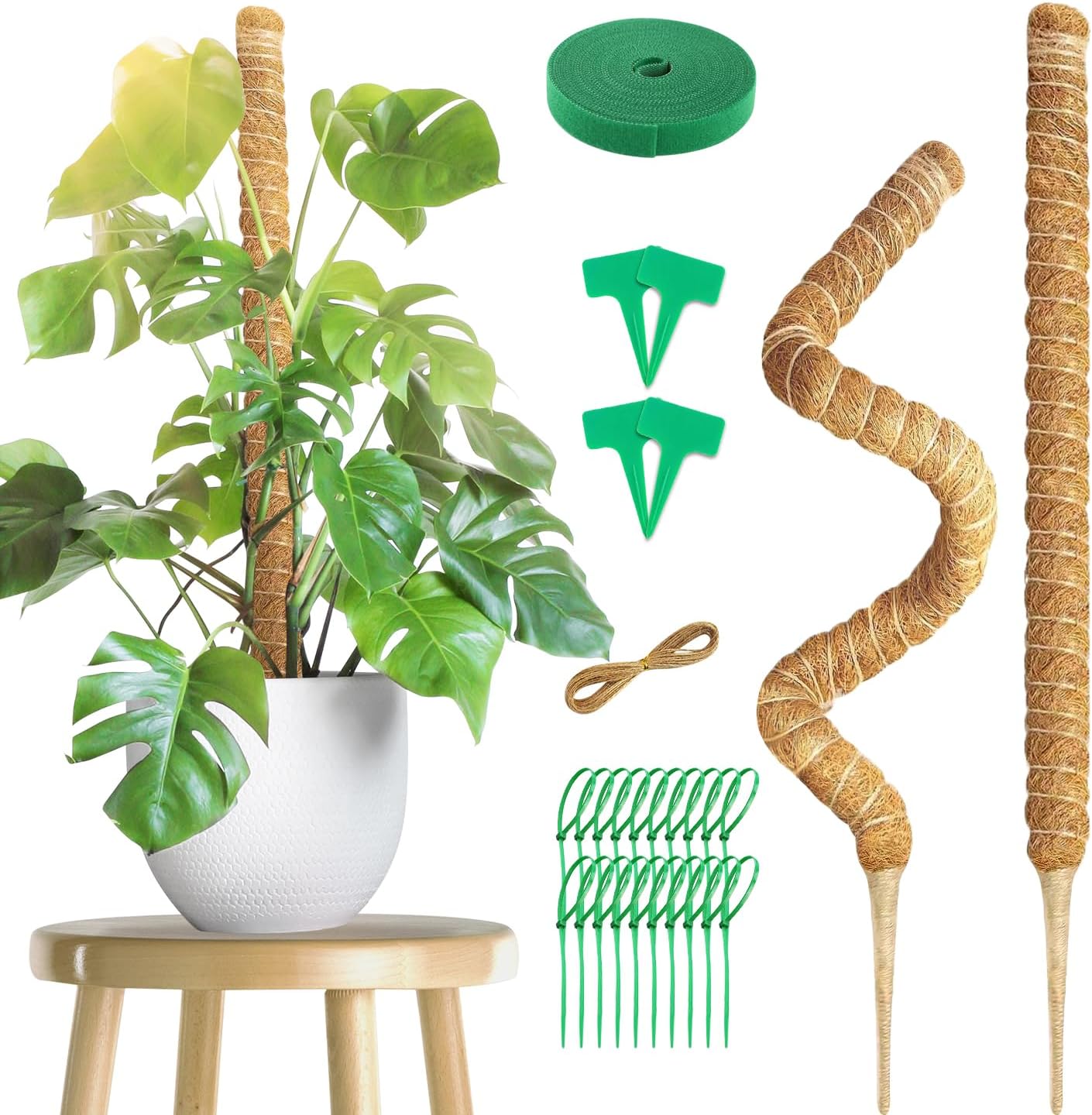 AIQII 4 Pack 70cm Pflanzenstab Moosstab Monstera Rankhilfe Biegsame ...