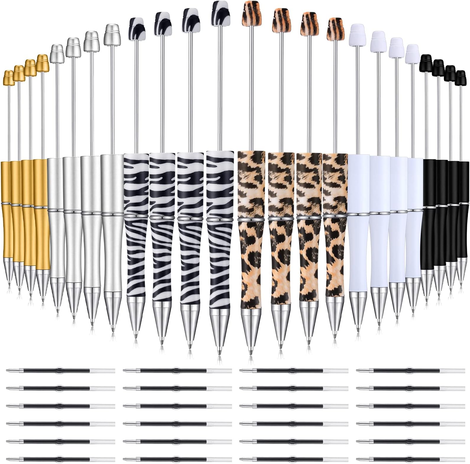Amazon.com : Qeeenar 48 Pcs Beadable Pens Bulk Bead Ballpoint Pen Shaft ...