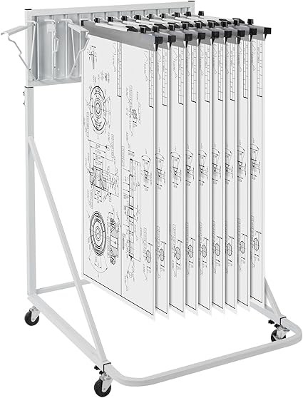 VEVOR Mobile Blueprint Storage Rack, Plan Holder with 12 Pivot Brackets ...