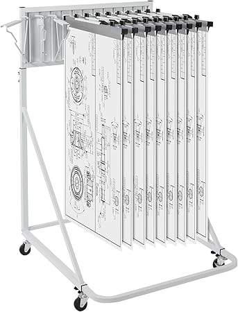VEVOR Mobile Blueprint Storage Rack, Plan Holder with 12 Pivot Brackets ...