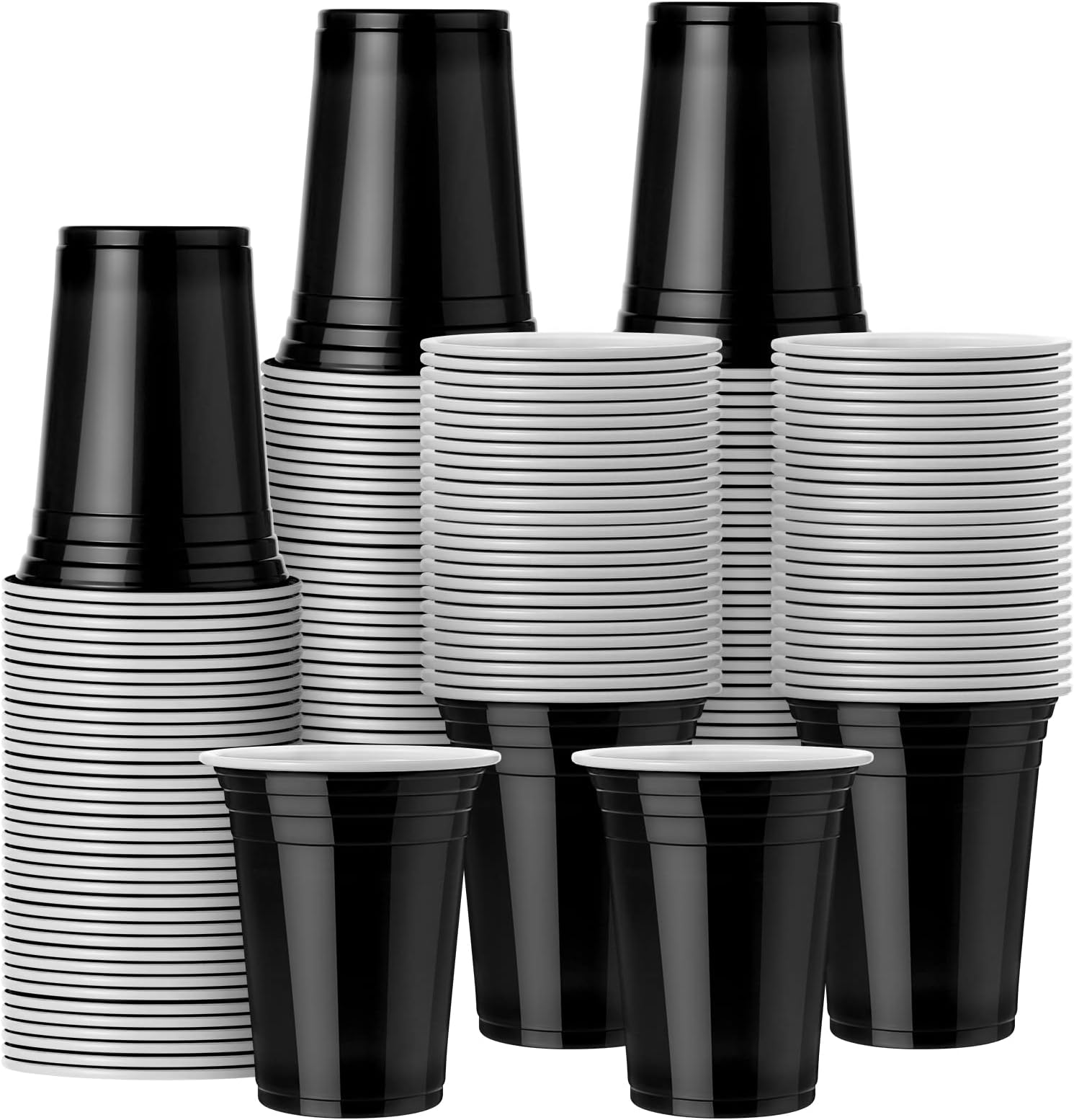 Amazon.com: Meanplan 200 Pcs Black Cups Bulk,12 oz Disposable Plastic ...