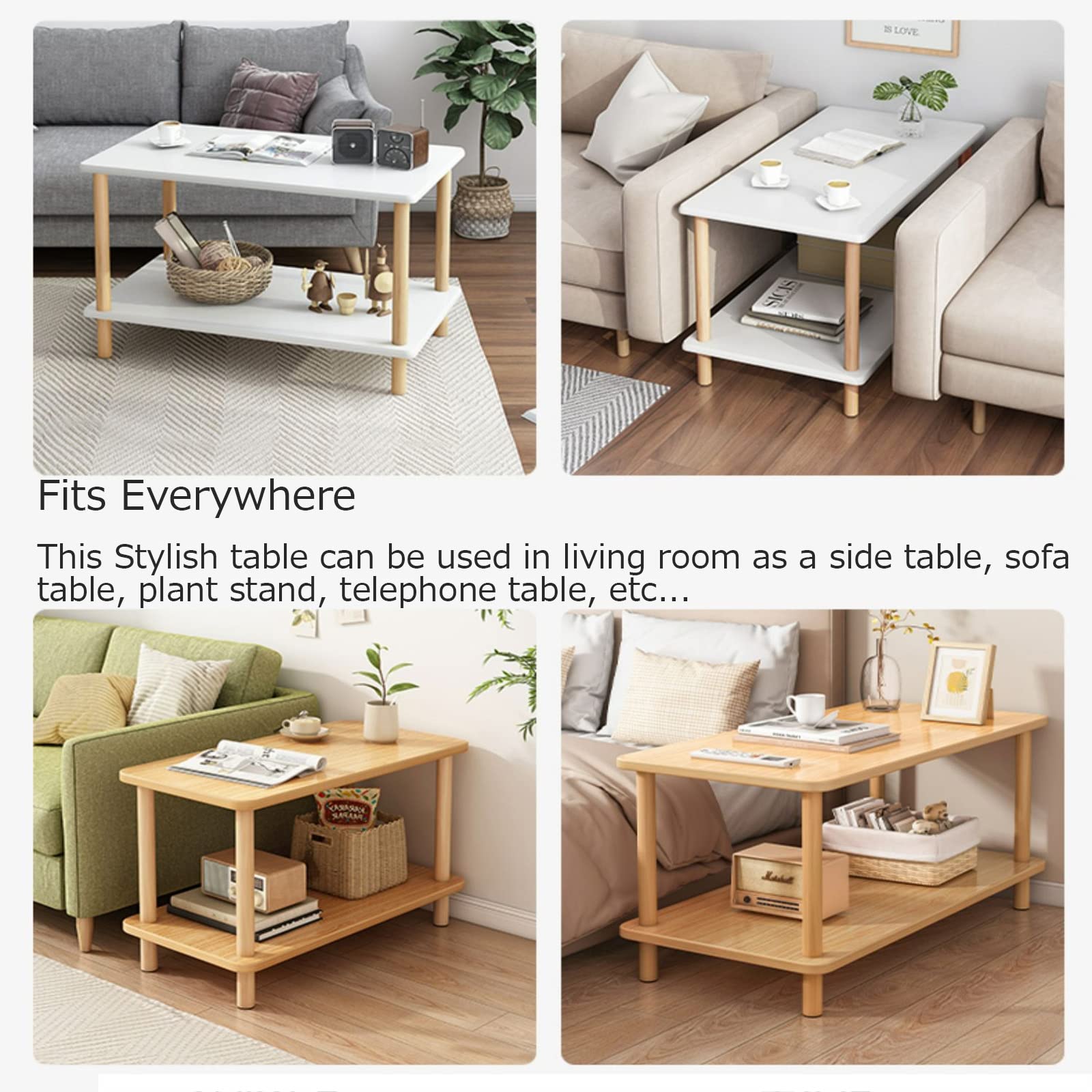 Masa de cafea, Walalla, MDF/Lemn, Alb/Natural - eMAG.ro