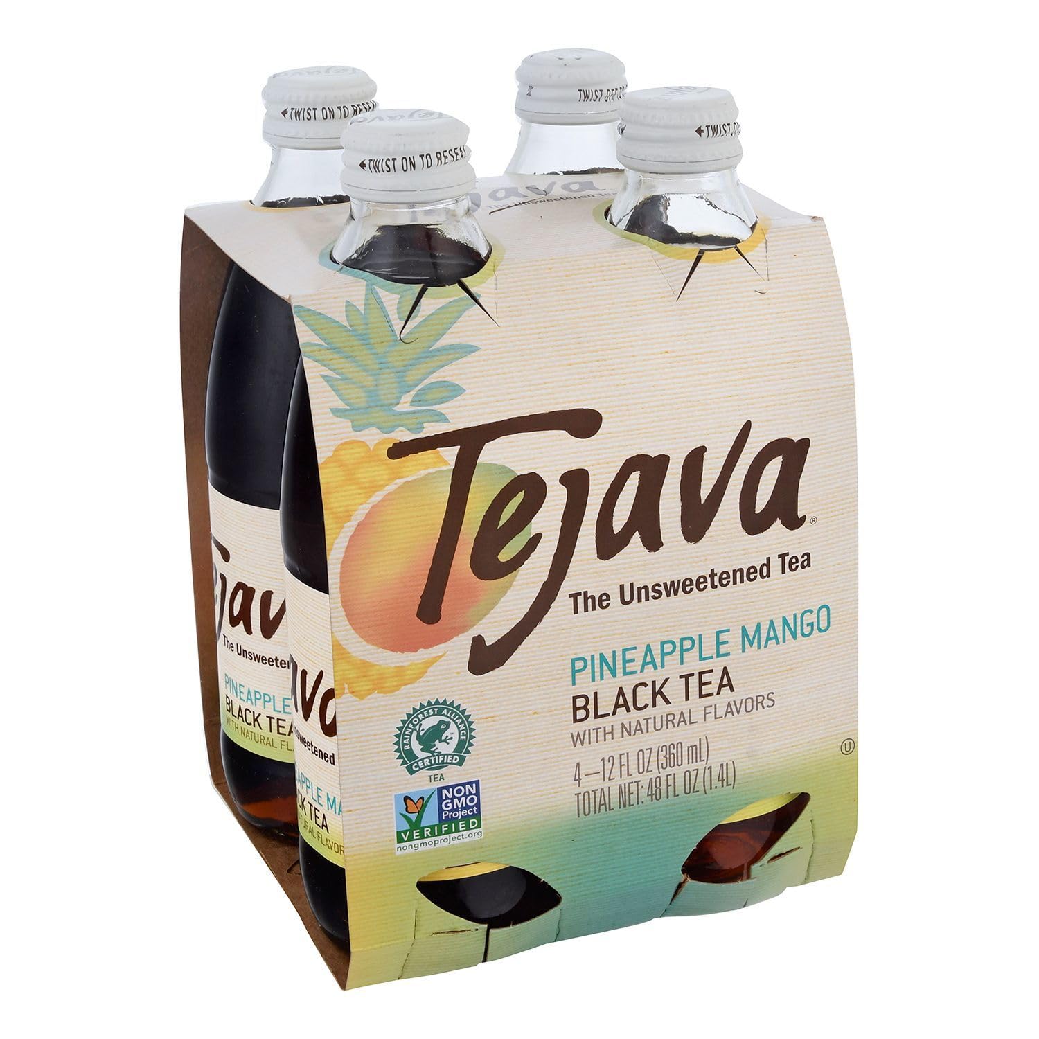 Amazon.com : Tejava Pineapple Mango Black Iced Tea, 4 Pack, 12oz Glass ...