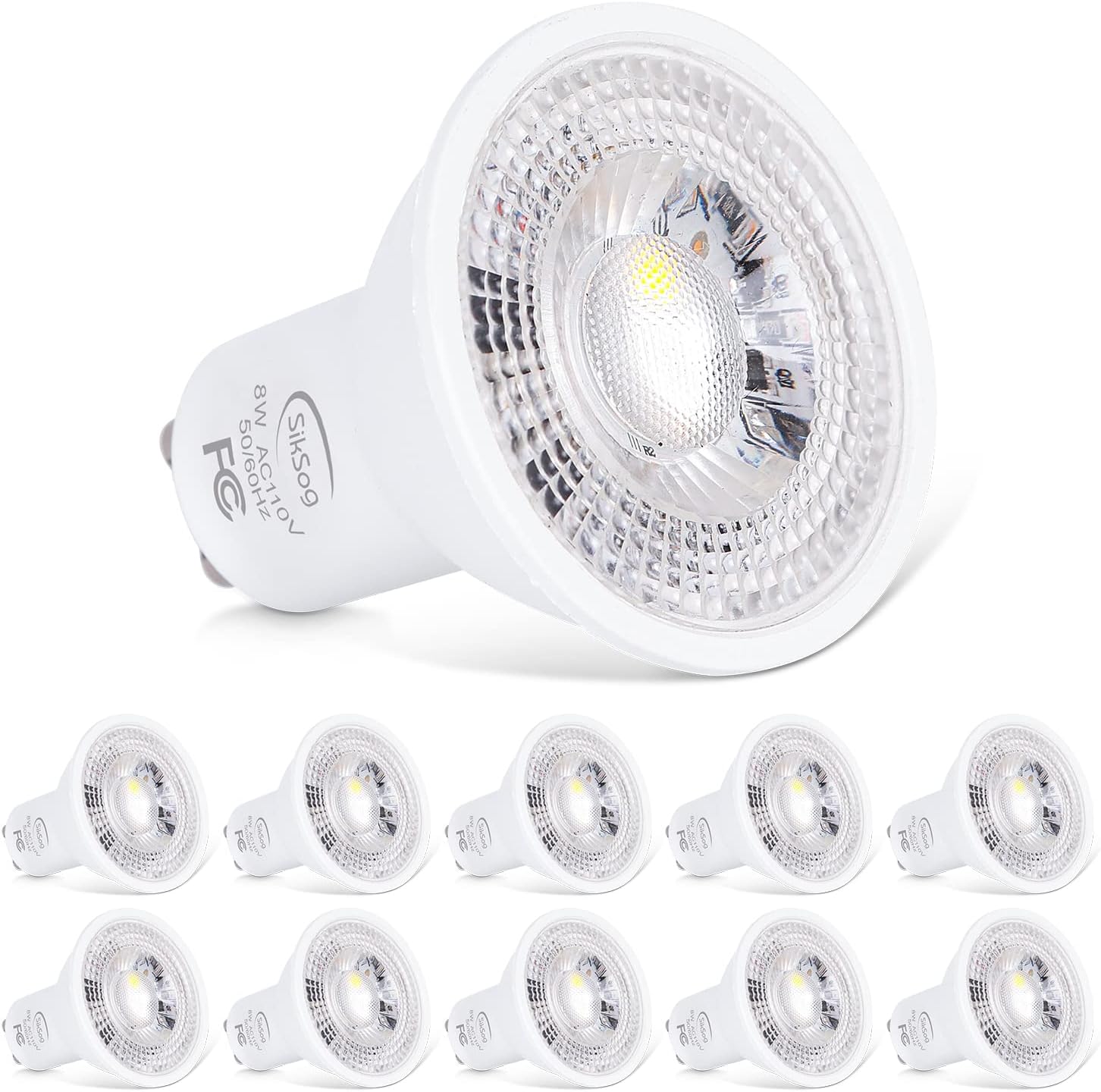 SikSog GU10 LED Light Bulb 2700K Warm White, 70W Halogen Equivalent ...