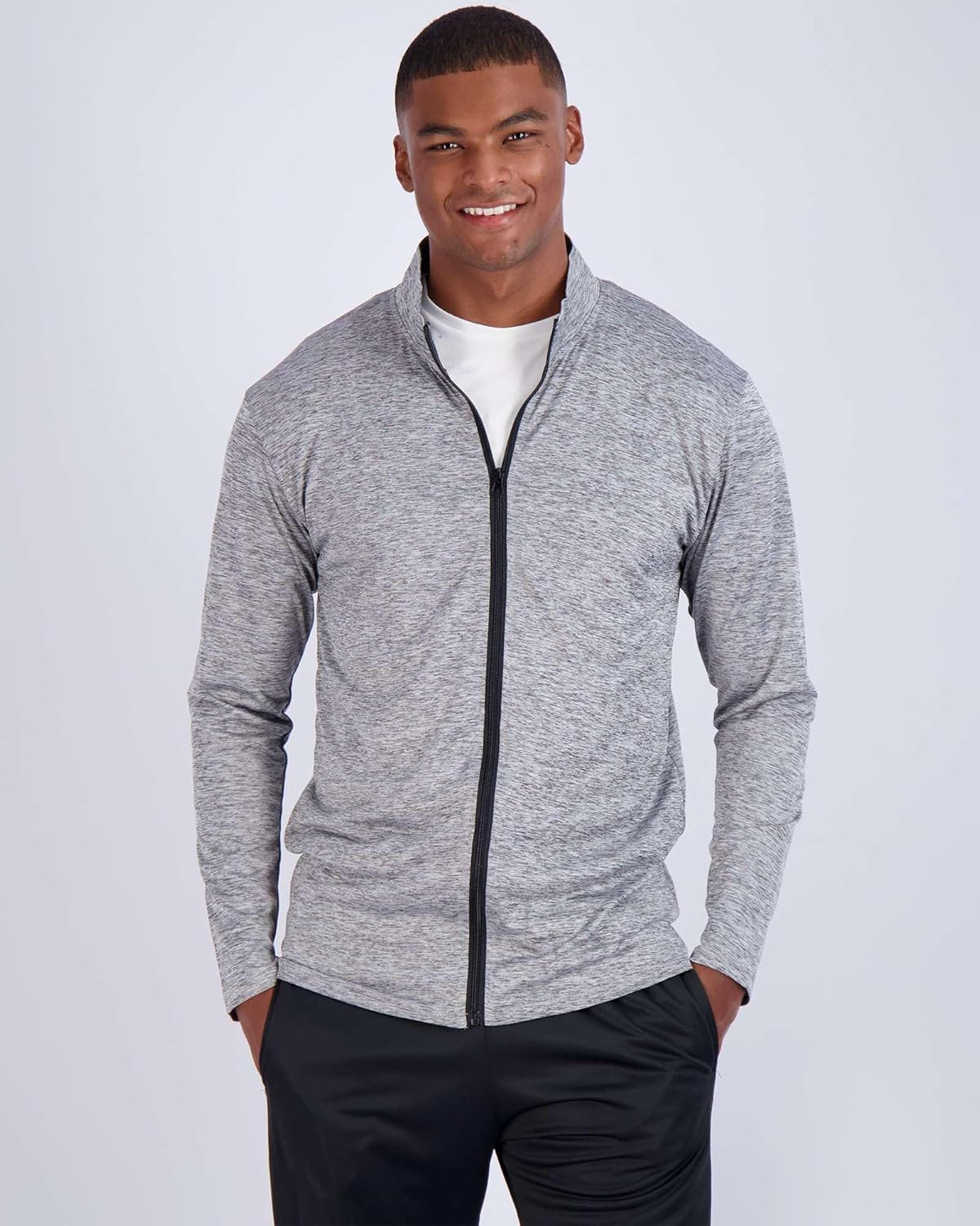 Real Essentials 3 Pack: Mens Dry-Fit Long Sleeve Full Zip Hoodie ...