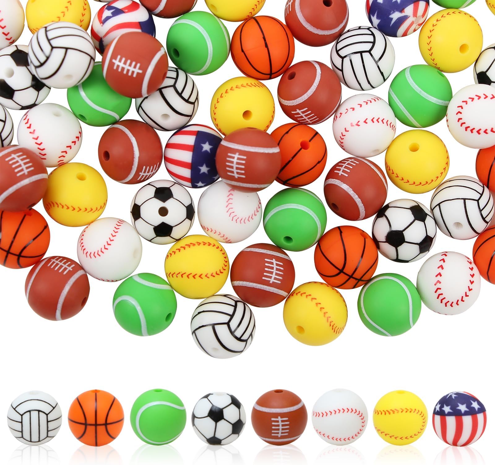 Amazon.com: CCOZN 200 Pcs Sports Beads for DIY Jewelry Making, Acrylic ...