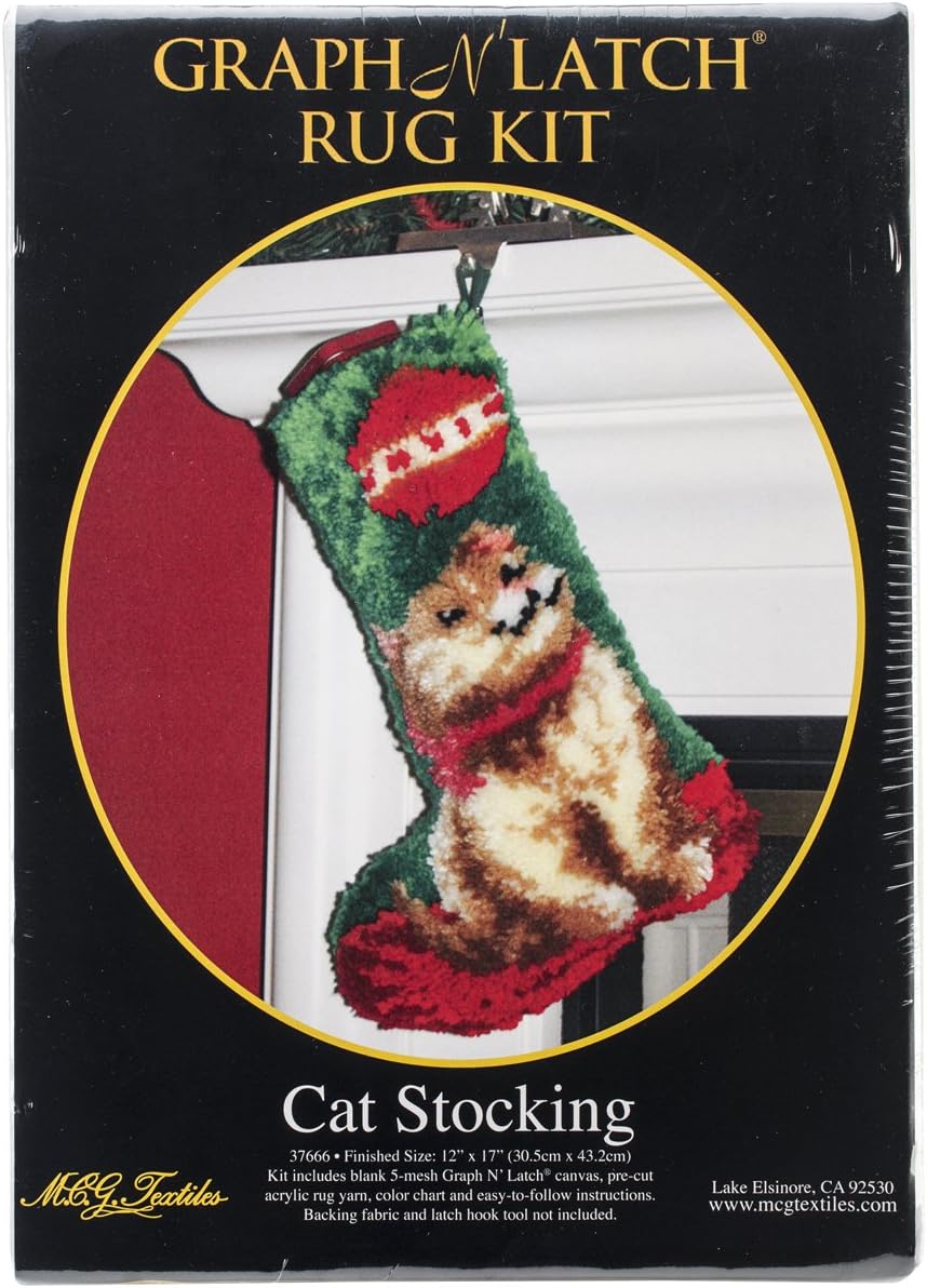 Amazon.com: MCG Textiles Kitty Cat Stocking Latch Hook Kit