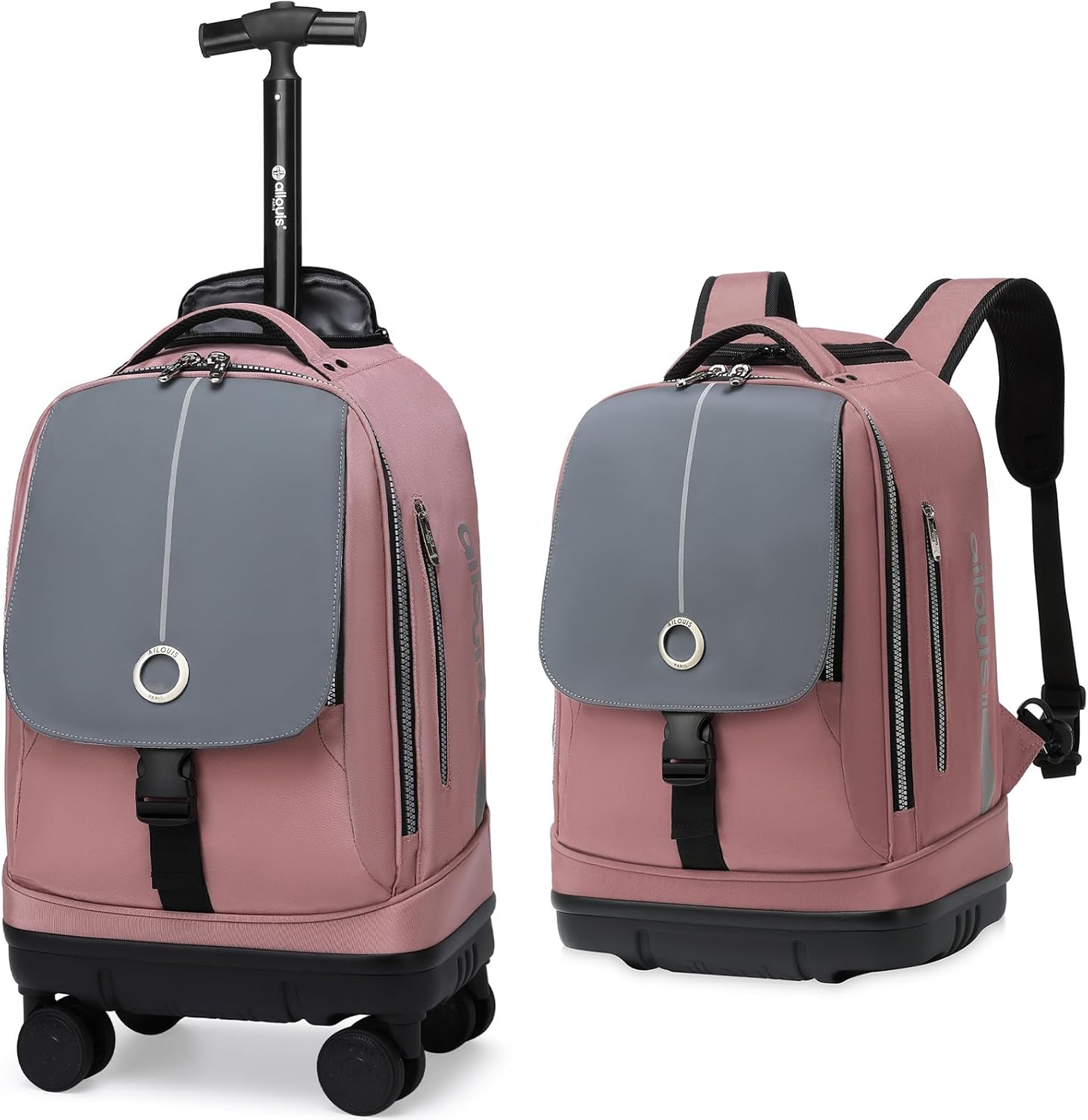 Amazon.com: Hlrmsat Rolling Backpack with 4 Detachable Wheels 18 Inch ...