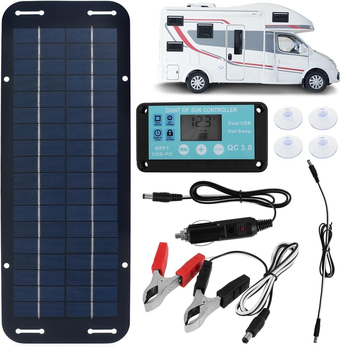 30W Solar Panel Kit 12V Dual USB Solar Panel Charger,Portable Solar ...