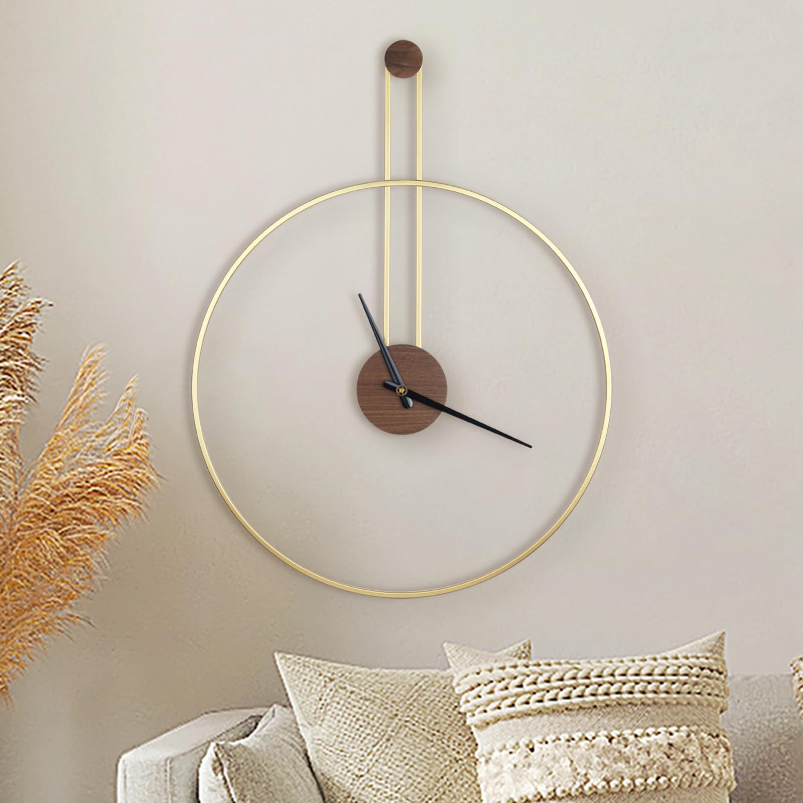 Amazon.com: DRELIFAM Modern Wall Clock, Large 21.7''×28.7'', Walnut ...