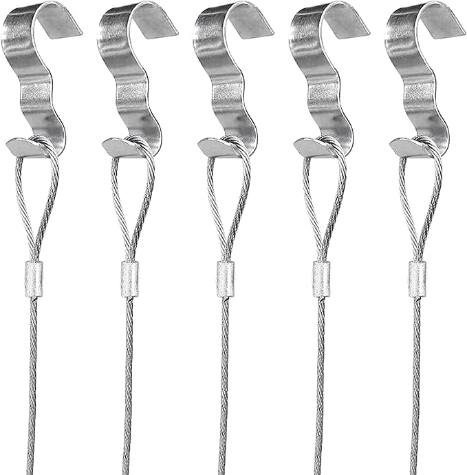 Picture Rail Molding Hooks and Wire - 5 Pack - Includes Silver Rail ...