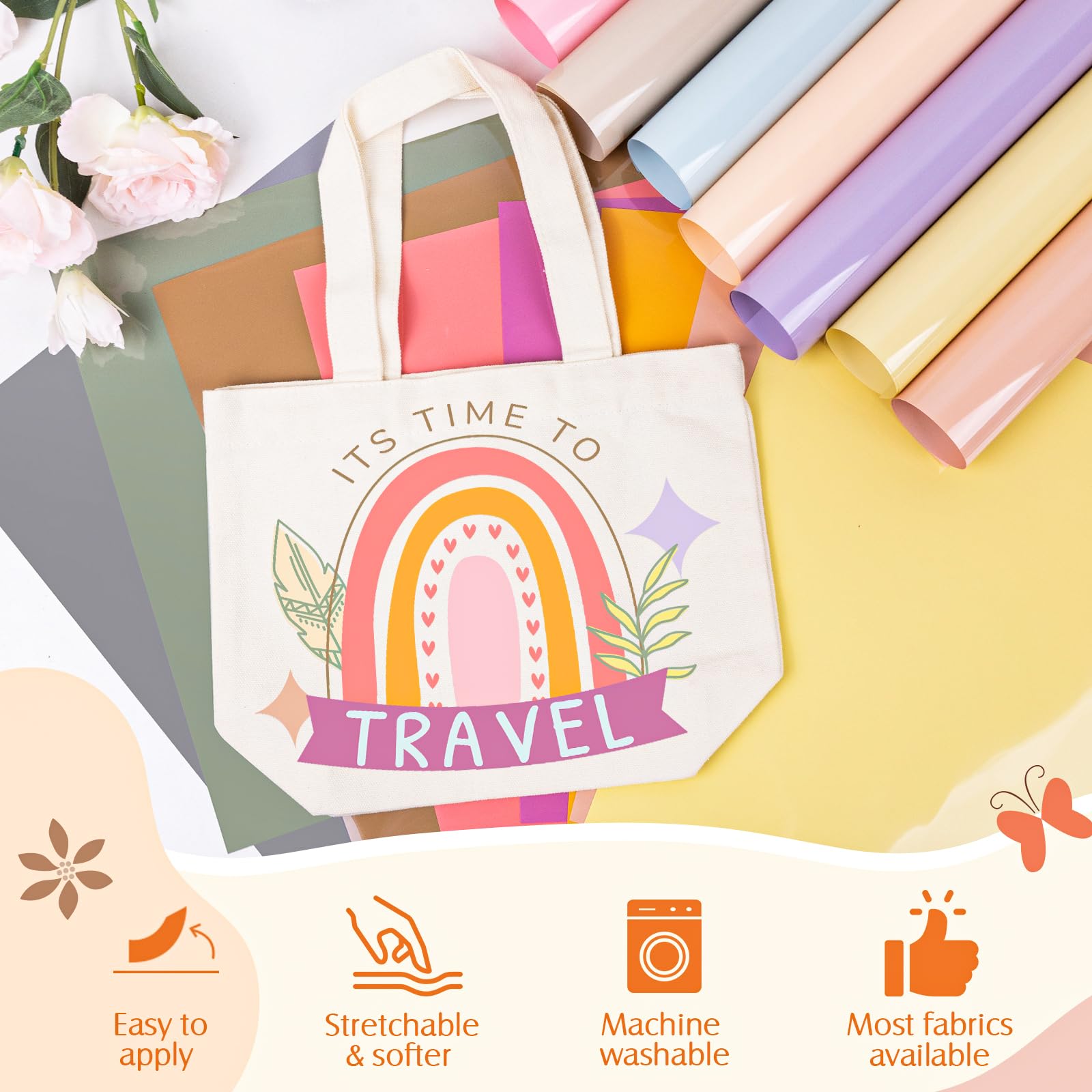 Snapklik.com : 15 Sheets Heat Transfer Vinyl Bundle 12"x10" Neutral ...