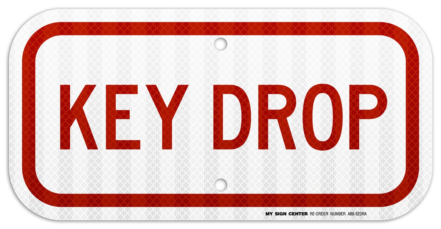 Amazon.com: Key Drop Off Sign, 6" x 12" 0.40 Aluminum, Fade Resistance ...