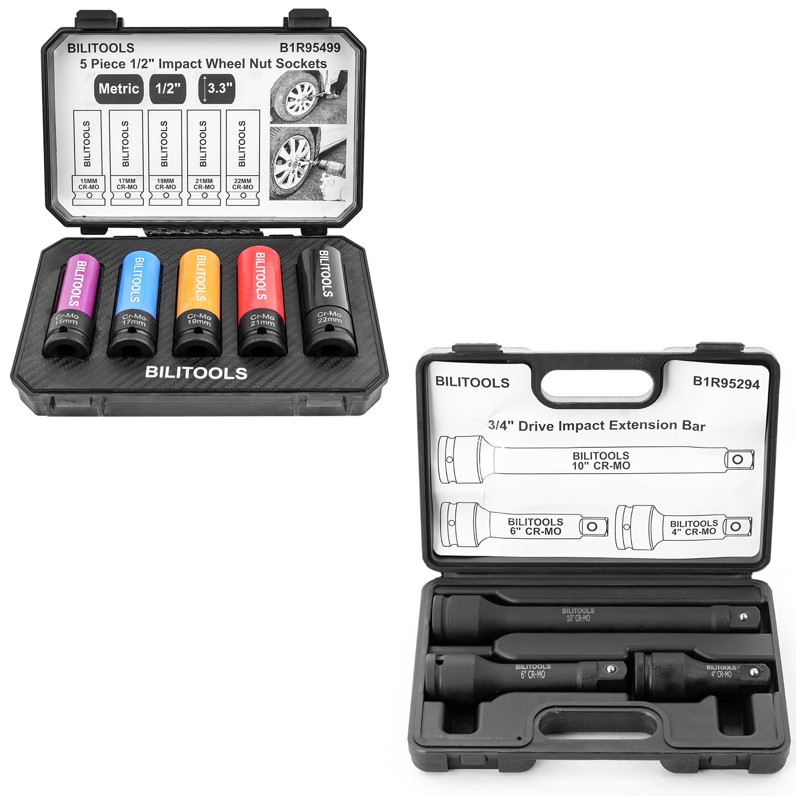 Amazon.com: BILITOOLS 1/2 inch Drive Impact Lug Nut Socket Set&3/4 inch ...