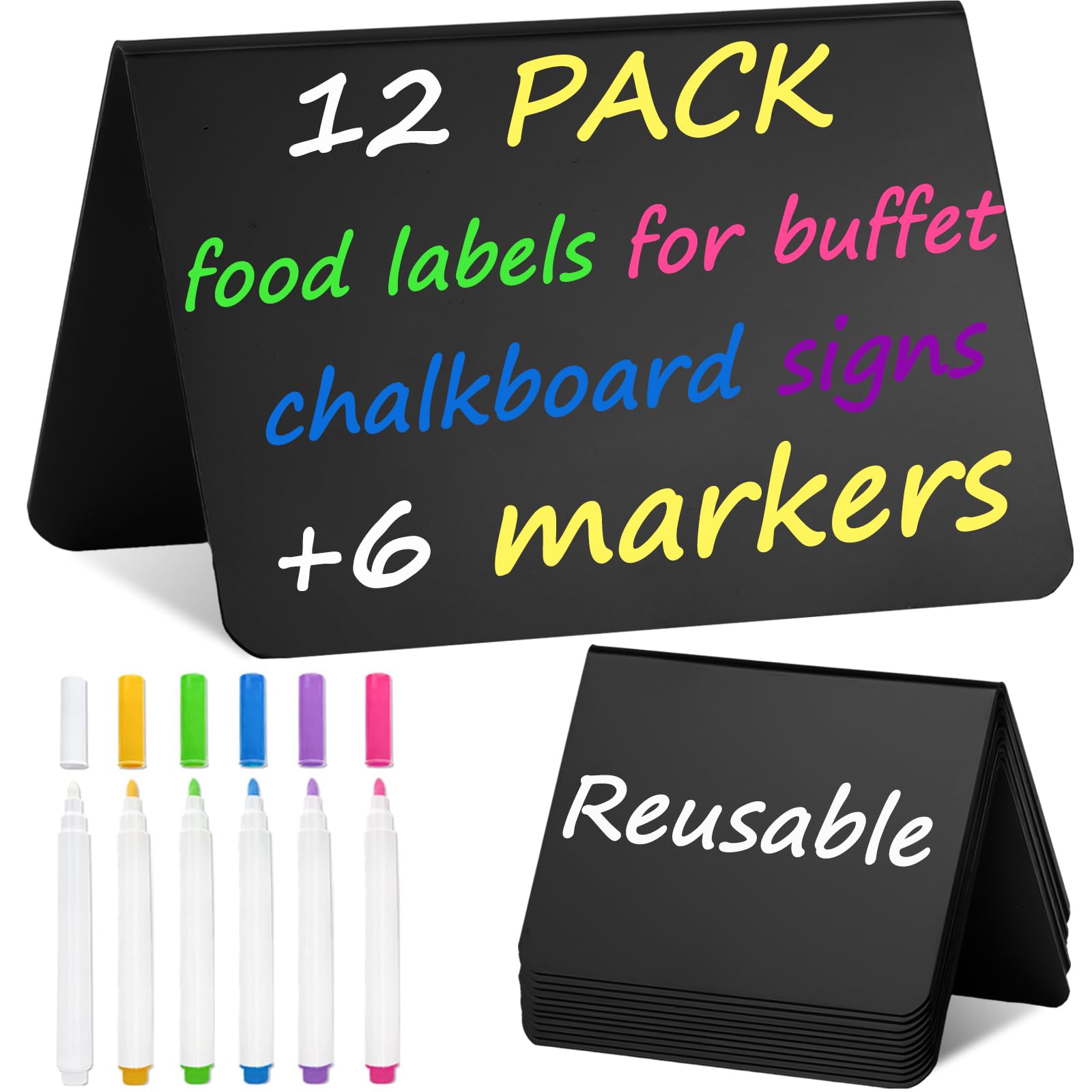 Amazon.com : Herda 12 Pack 4"x3" Mini Chalkboard Signs for Party Buffet ...