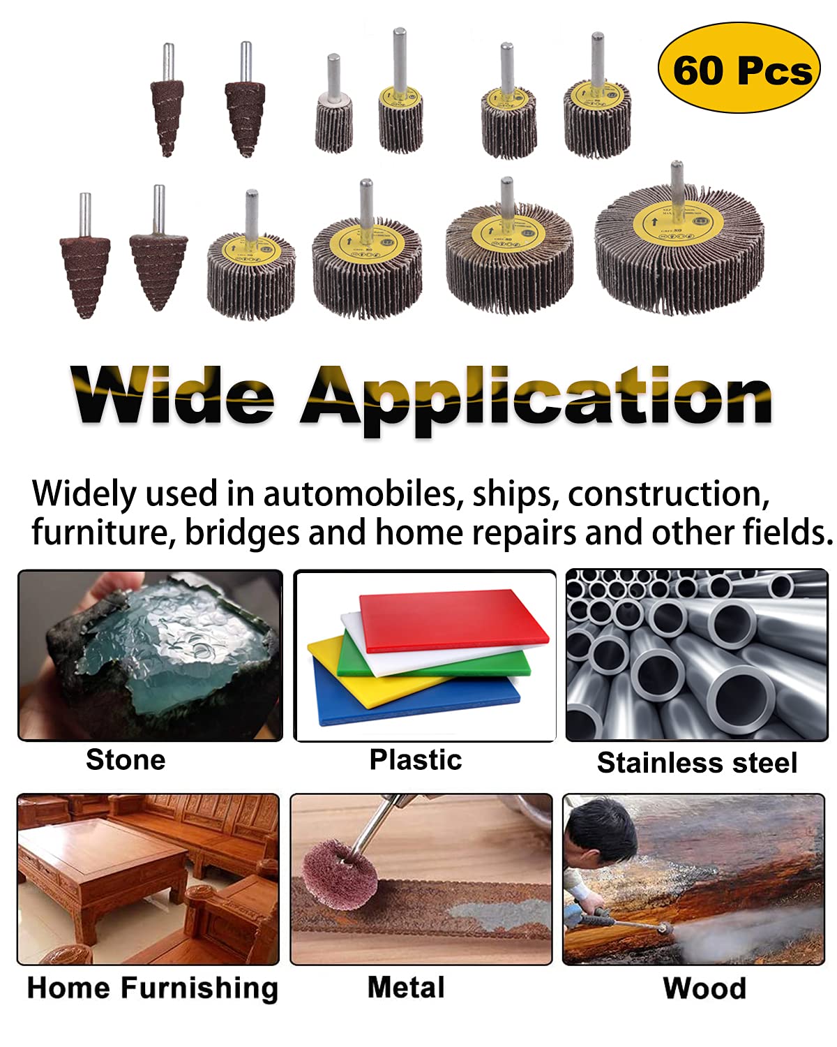 Snapklik.com : 60 Pack 1/4" Abrasive Flap Wheel Sander