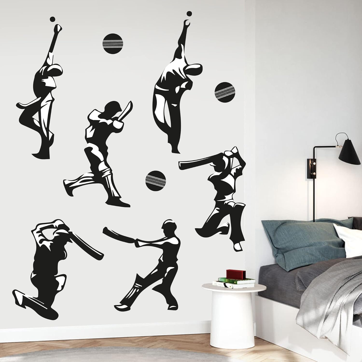Cricket Wall Sticker - Cricket Player Silhouettes Wall Decal Sports Art ...