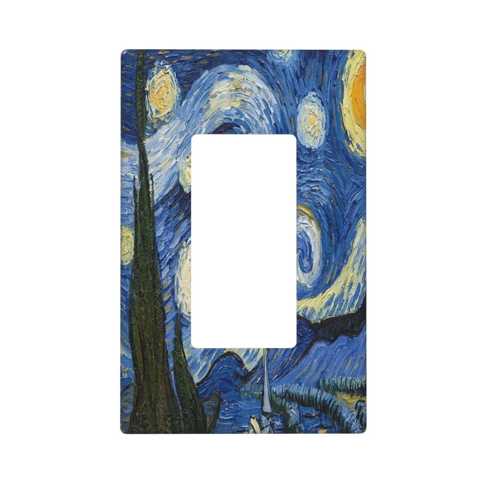 Decorative Light Switch Cover Starry Night Print,1-Gang Single Rocker ...