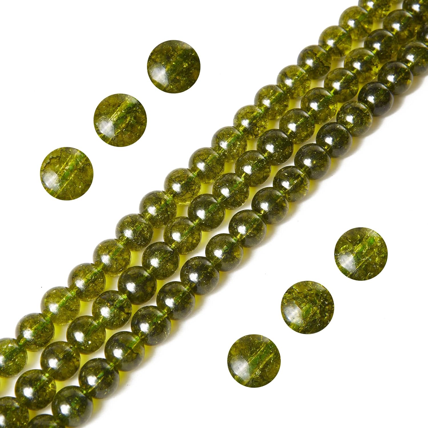 Amazon.com: 100pcs 8mm Peridot Beads Natural Gemstone Beads Round Loose ...