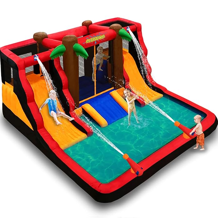 Buy MEIOUKA Inflatable Water Park Bounce Houses with 950W Blower Water ...